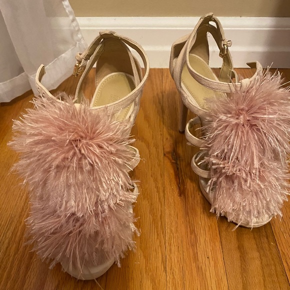 Shoes | Michael Kors Blush Pink Feather Fluffy Heels | Poshmark